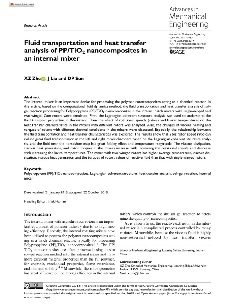 Zhu Et Al 2019 Fluid Transportation and Heat Transfer Analysis of PP ...