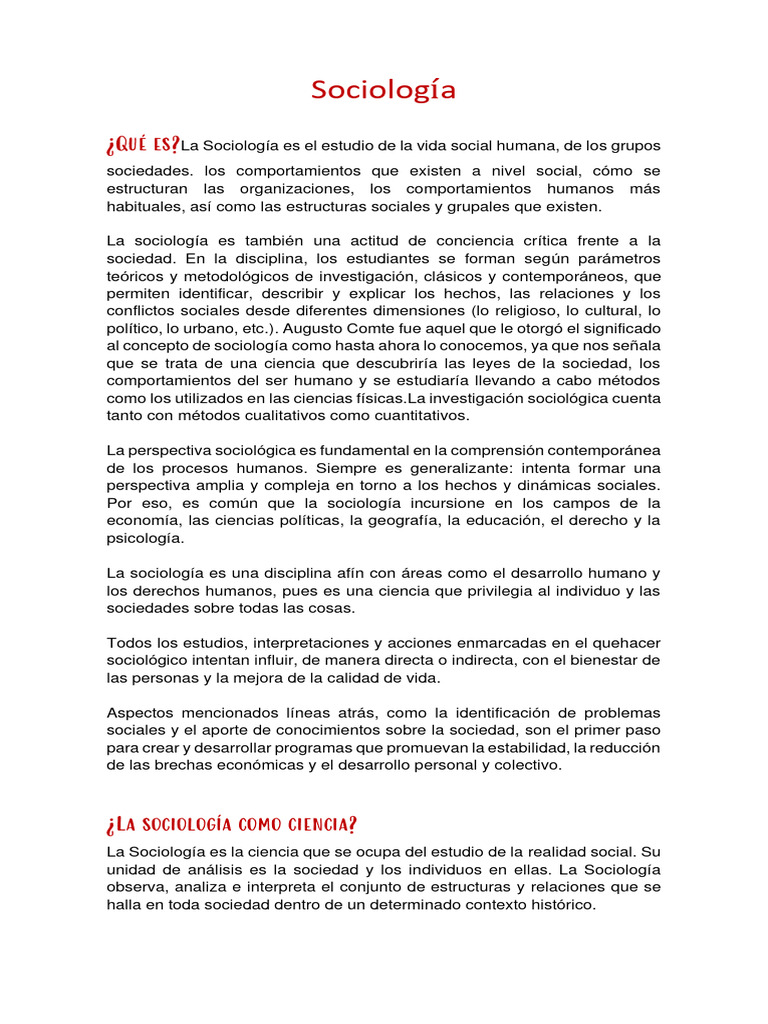 Importancia de la Sociología en la Sociedad | PDF | Sociología | Sociedad