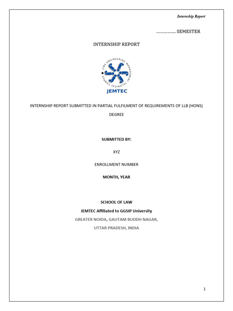 Internship Report Format | PDF | Law School | Vocational Education