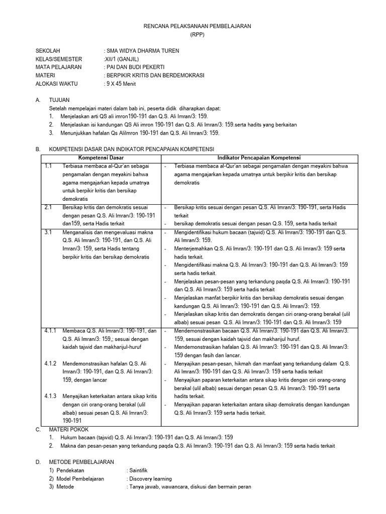 RPP Kelas XII - Ganjil-Genap 2022 | PDF | Agama & Spiritualitas