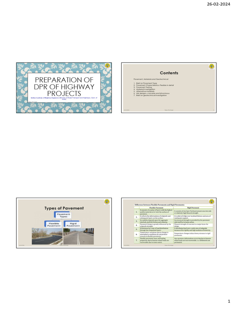 Preparation of DPR of Highway Projects | PDF