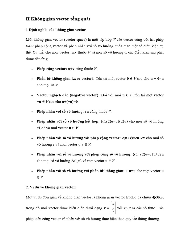 II Không Gian Vector T NG Quát | PDF