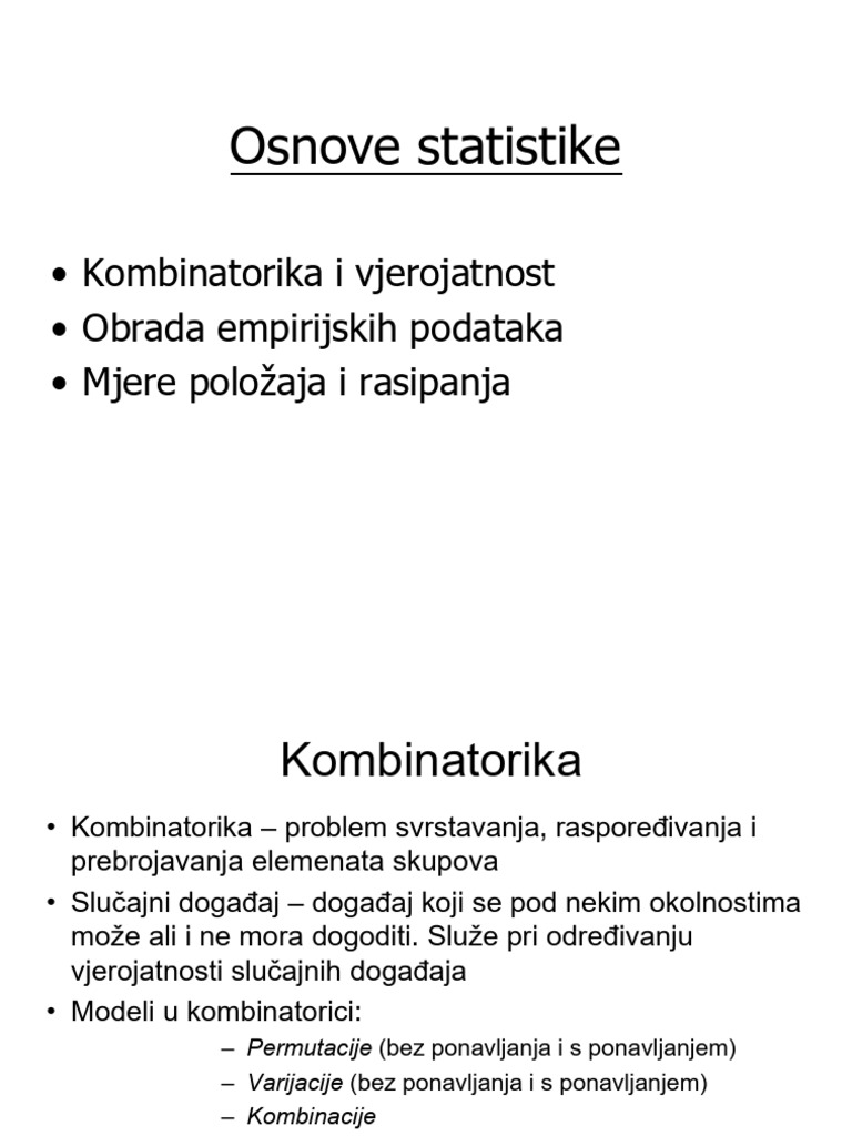 INŽENJERSKA STATISTIKA - 1) Osnove Statistike | PDF