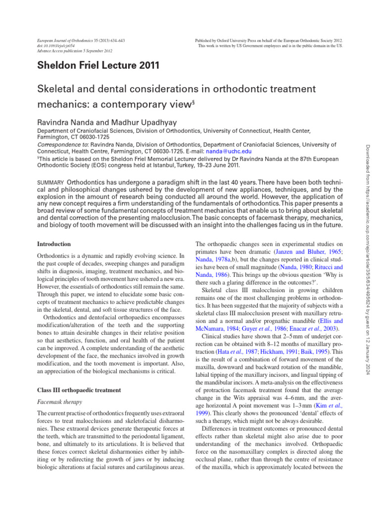 Skeletal and Dental Considerations in Orthodontic Treatment Mechanics ...