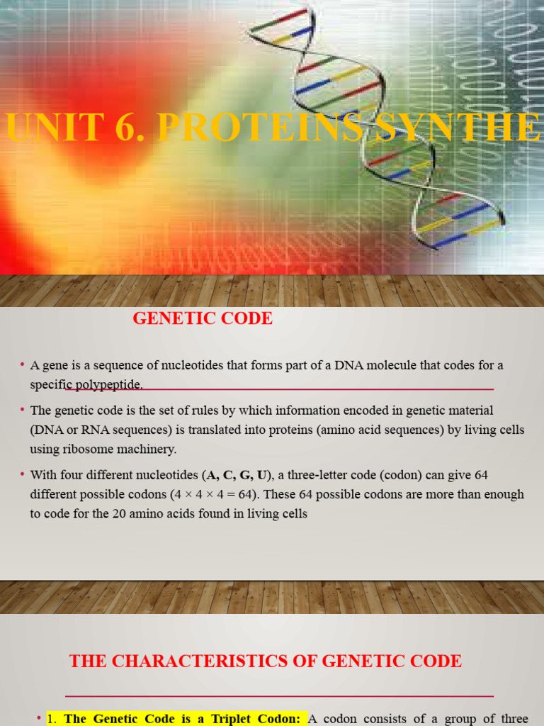 Unit 6. Proteins Synthesis | PDF | Genetic Code | Translation (Biology)