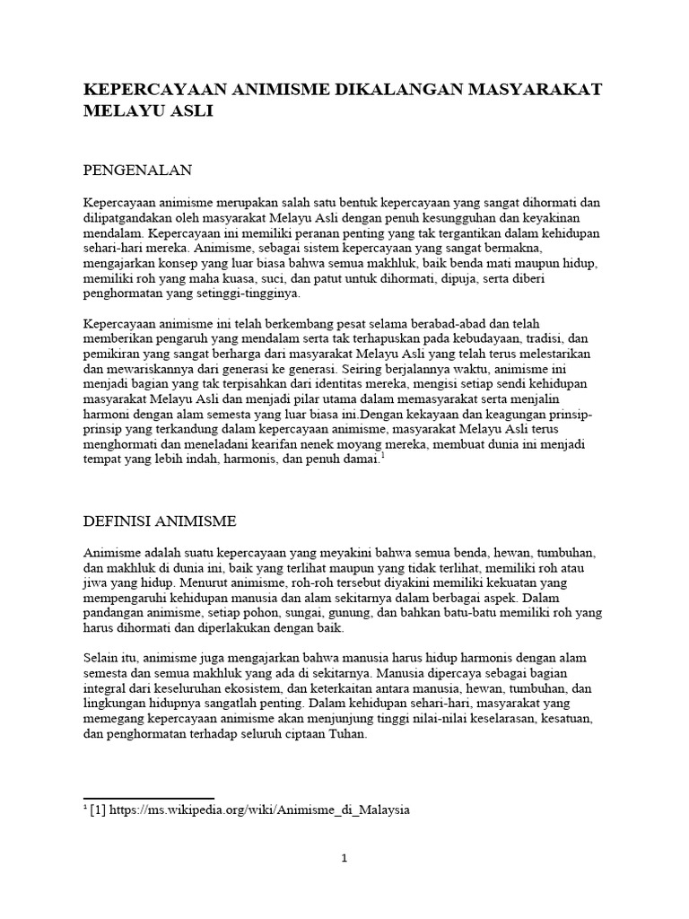 Kepercayaan Animisme Dikalangan Masyarakat Melayu Asli | PDF | Agama & Spiritualitas