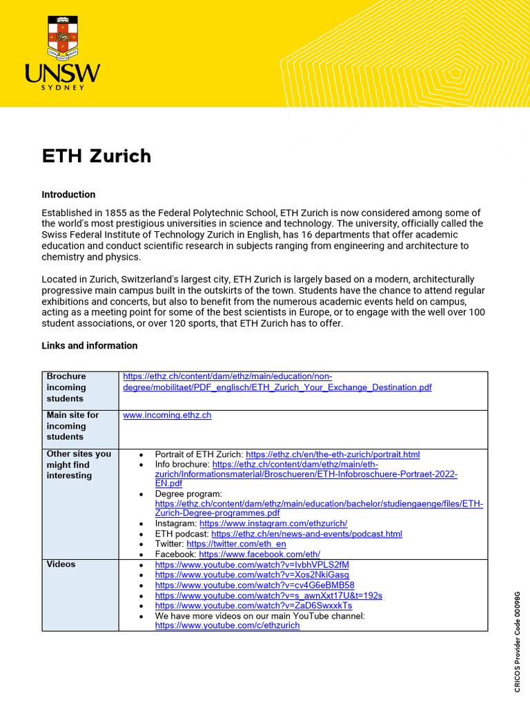 Switzerland ETH | PDF | Observation | Science