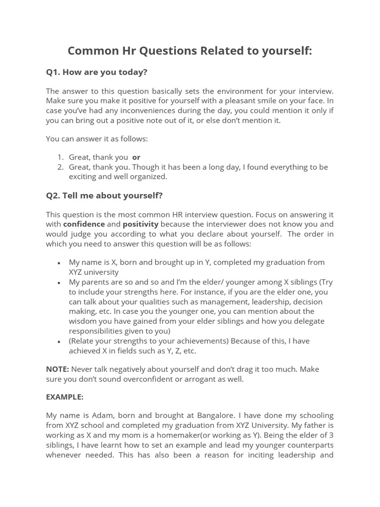 Common HR Questions | PDF