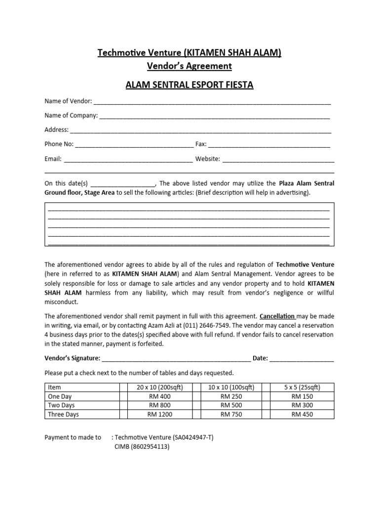 Vendor Agreement Template | PDF | Private Law | Justice