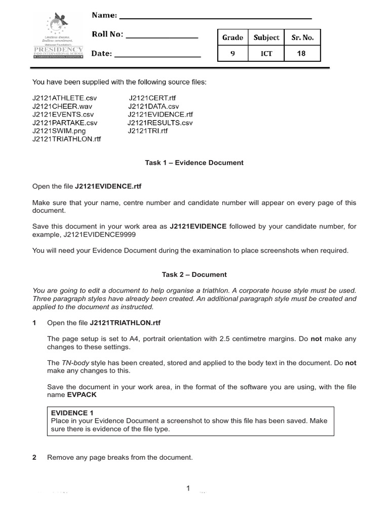 ICT Grade 9 Worksheet 18 | PDF | Paragraph | Computing