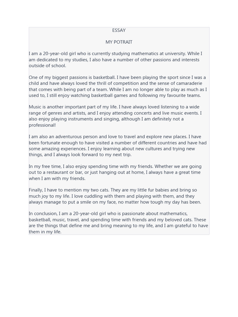ESSAY - My Portrait | PDF