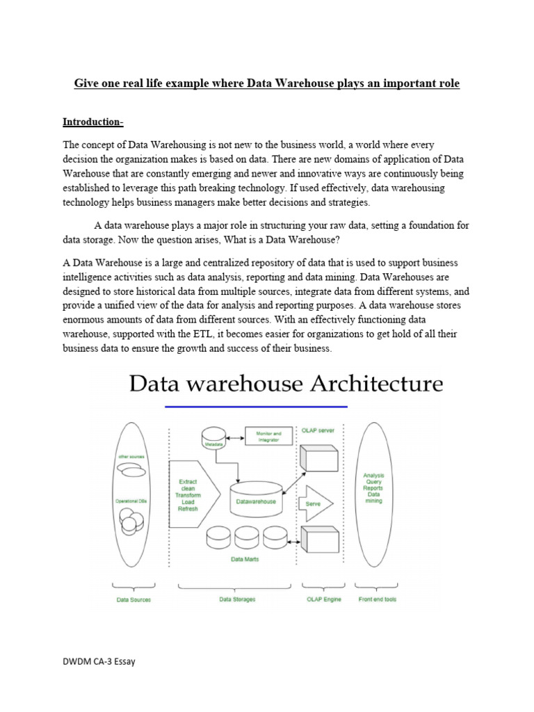 Give One Real Life Example Where Data Warehouse Plays An Important Role | PDF | Data Warehouse ...