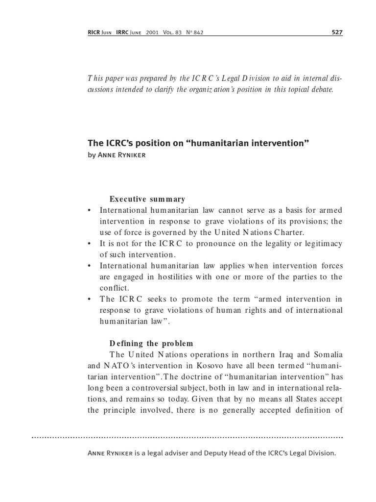 Use of Force in Humanitarian Intervention | PDF | International ...