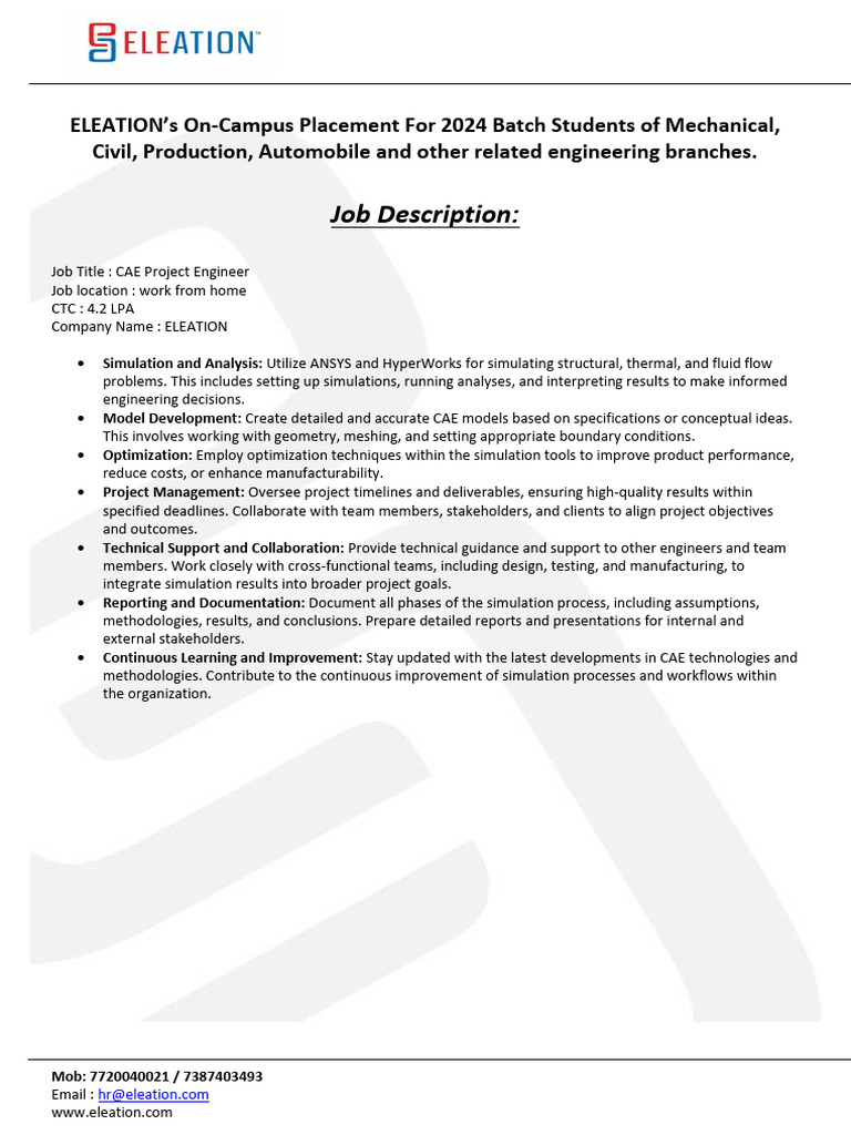 1019 Cae Project Engineer 21 12 2023 Pdf Simulation Project