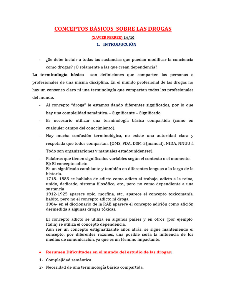 Conceptos Clave sobre Drogas y Dependencia | PDF | La dependencia de sustancias | Despachador de ...