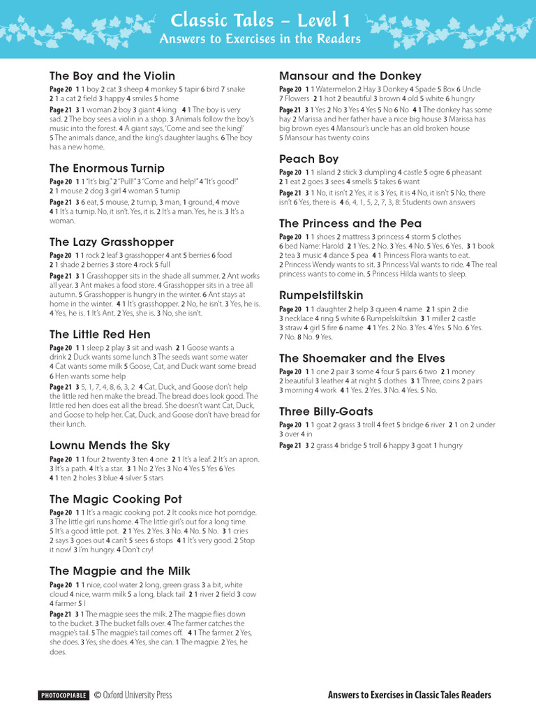 Oxford Classic Tales Keys Level1 | PDF