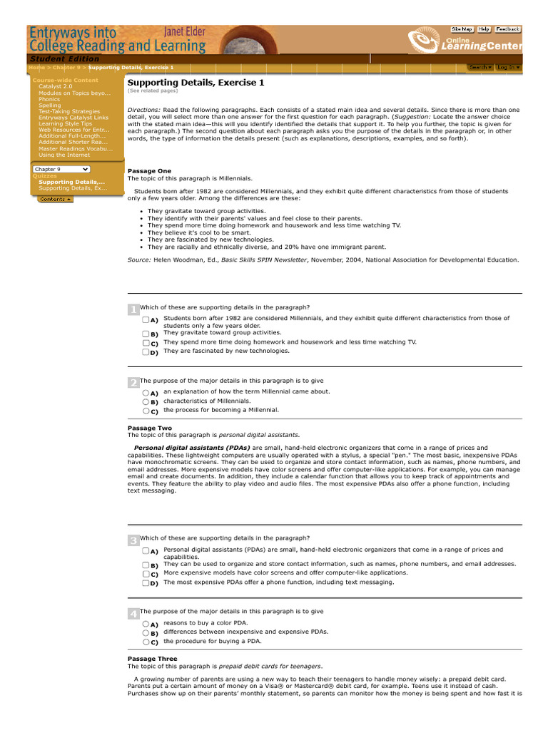 Supporting Details, Exercise 1 | PDF | Debit Card | Personal Digital ...