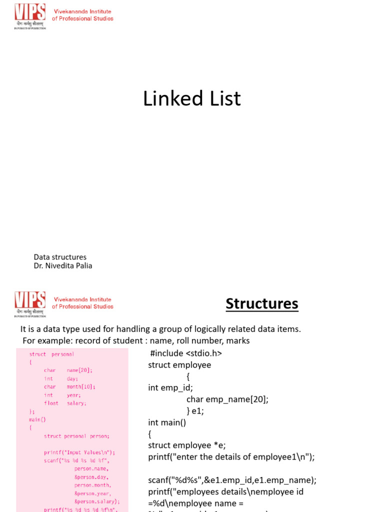 Ds Unit1 Linkedlist Pdf Pointer Computer Programming Computing