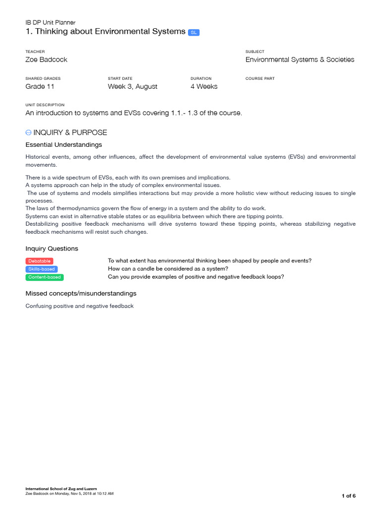 Introduction to Environmental Systems | PDF | Educational Assessment ...