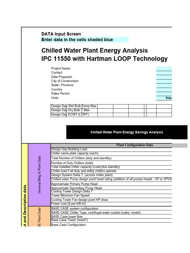 Energy Analysis Input Sheet | PDF | Pump | Applied And ...