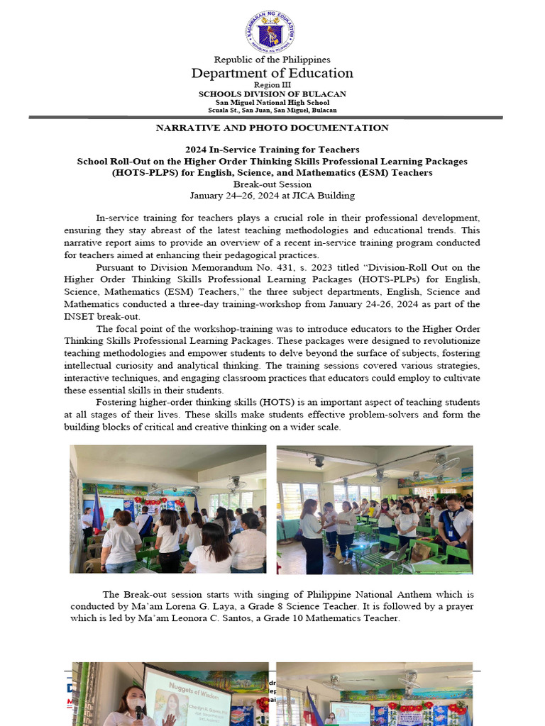 Narrative Report On Lac | PDF | Teachers | Learning