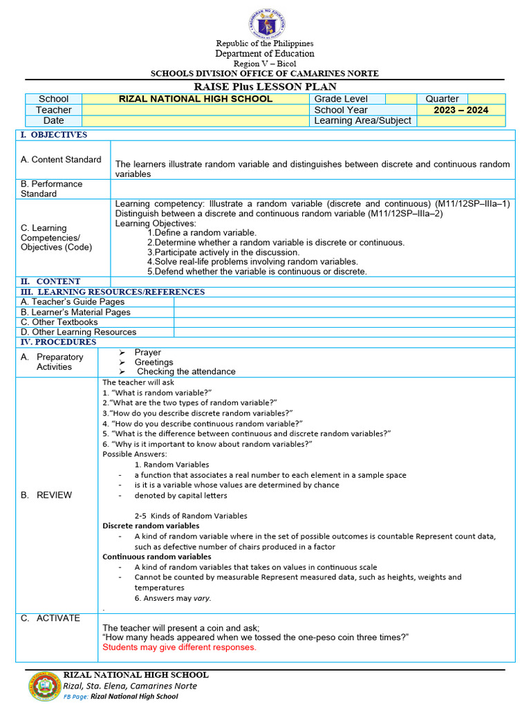 Raise Plus Lesson Plan | PDF