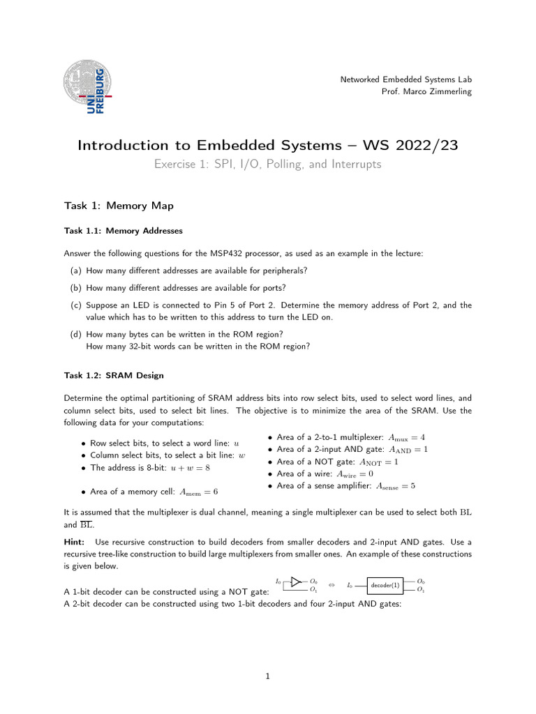 Exercise 1 - Introduction To Embedded Systems | PDF | Computer Memory | Computer Hardware