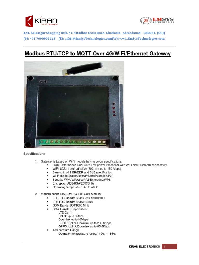 ES V2 4G WiFi Modbus-RTU-TCP MQTT GW | PDF | Computer Network | Port (Computer Networking)