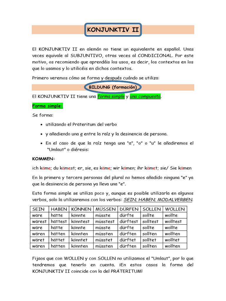 Konjunktiv Ii | PDF | Relaciones sintácticas | Mecánica del lenguaje