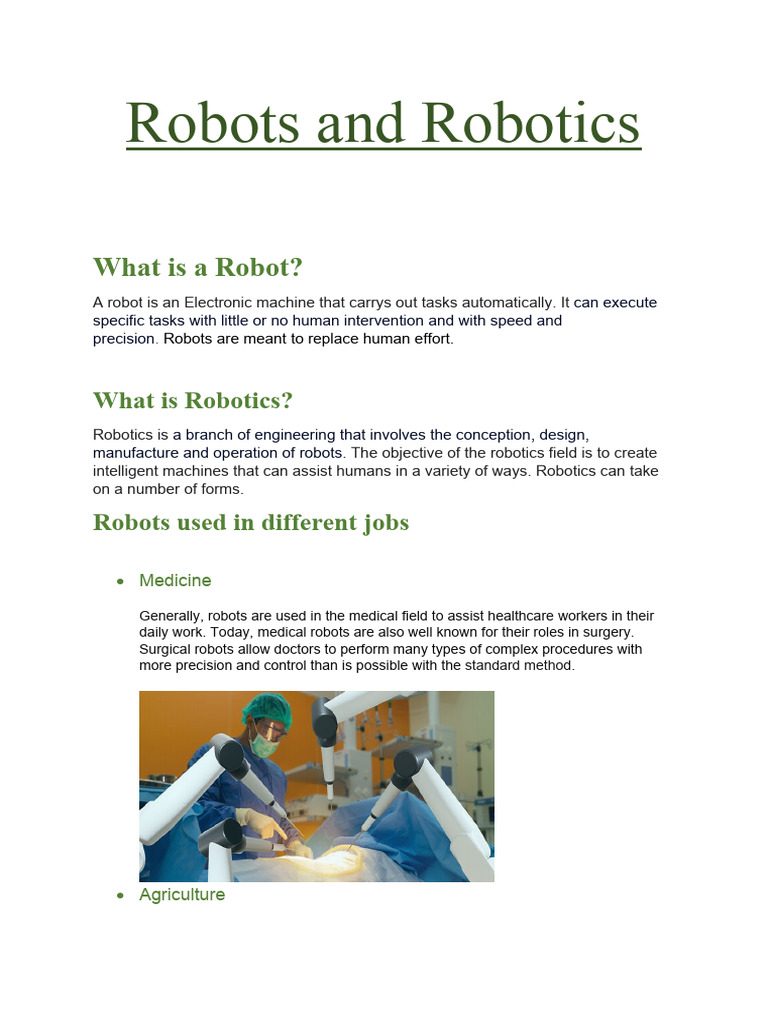 Robots and Robotics - 8A | PDF | Business | Computers