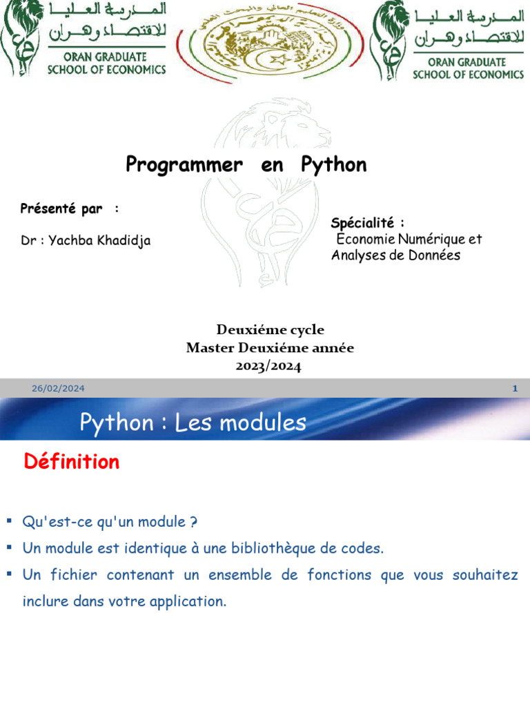 Modules et Fonctions en Python | PDF | Python (Langage de programmation) | Programmation modulaire