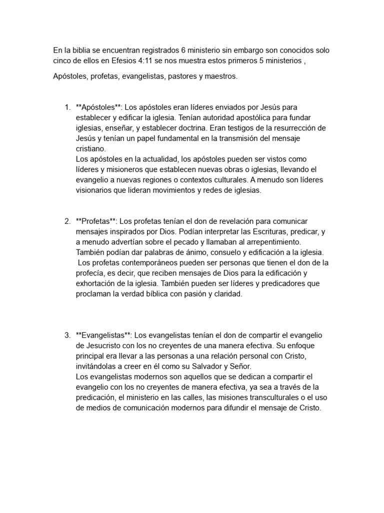 Discipulado Los Ministerios. Yeison Ramírez | PDF | Apóstol | Evangelios