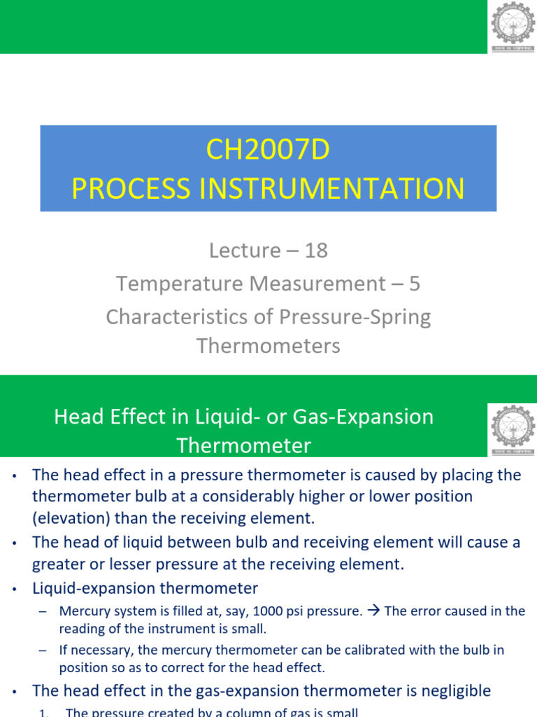 PI Lecture 18 | PDF | Thermometer | Pressure