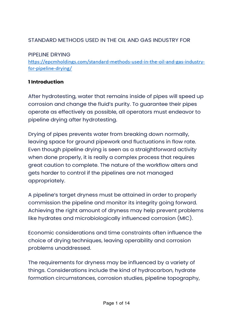 Pipeline Drying | PDF | Pipeline Transport | Evaporation