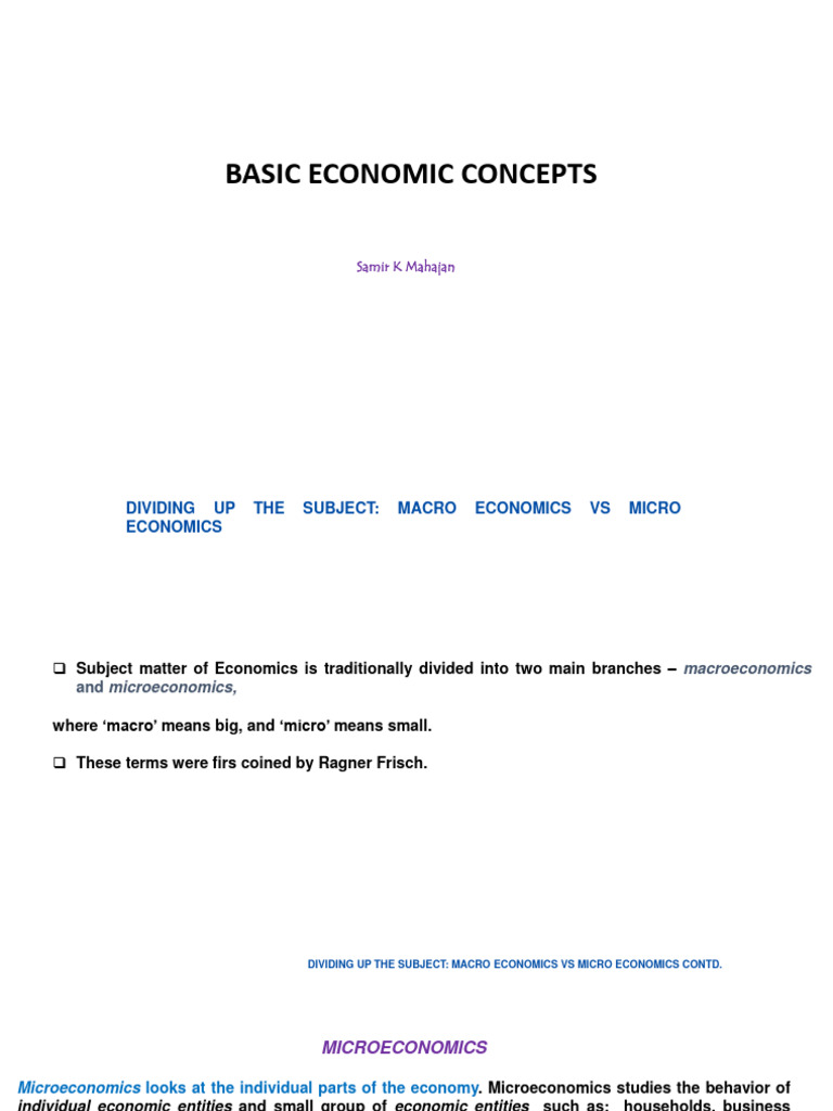 U1 - Introduction - Basic Economic Concepts-Students | PDF ...