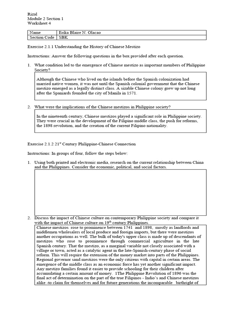 Worksheet 4 Module 2 Section 1 | PDF | Philippines