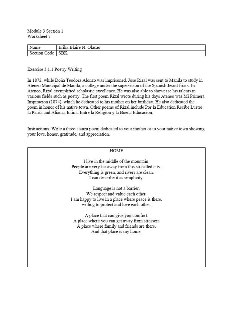 Worksheet 7 Module 3 Section 1 | PDF | Self-Improvement | Wellness