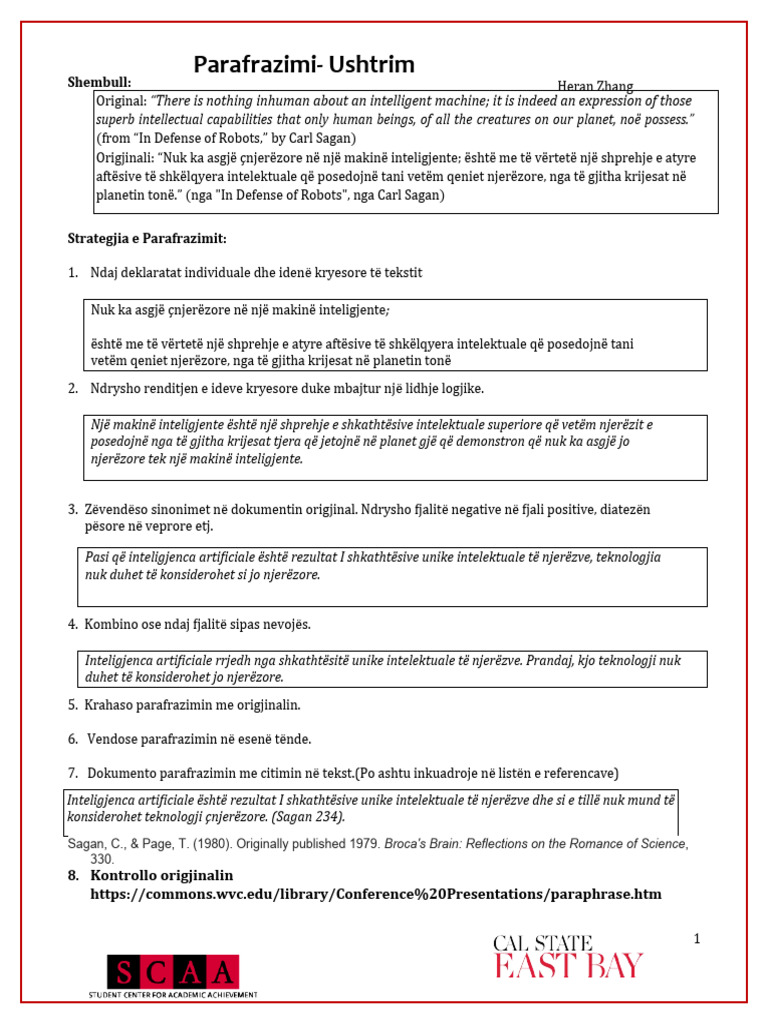 Ushtrime Parafrazimi | PDF