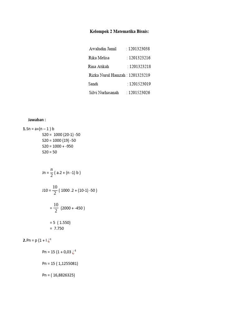 Tugas Matematika Bisnis | PDF