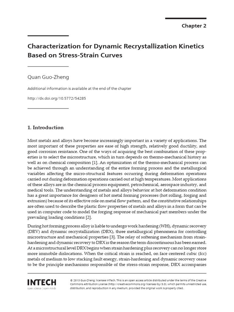 Characterization For Dynamic Recrystallization Kinetics Based On Stress-Strain Curves | PDF ...
