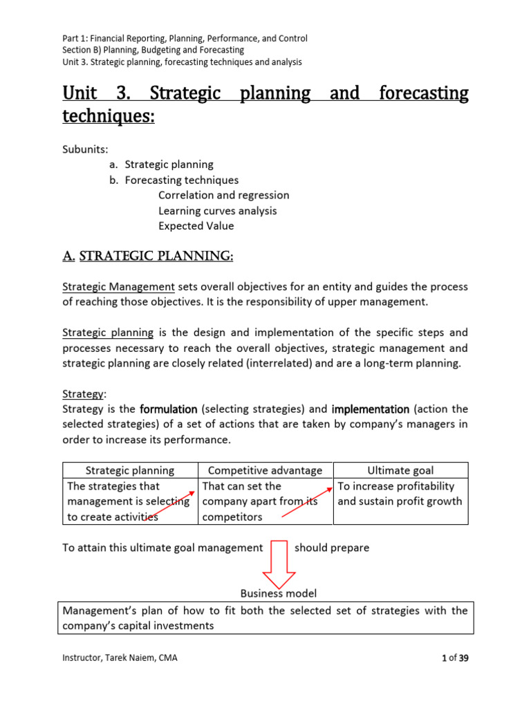 Unit 03 Section - B - Strategic - Planning | PDF | Regression Analysis ...
