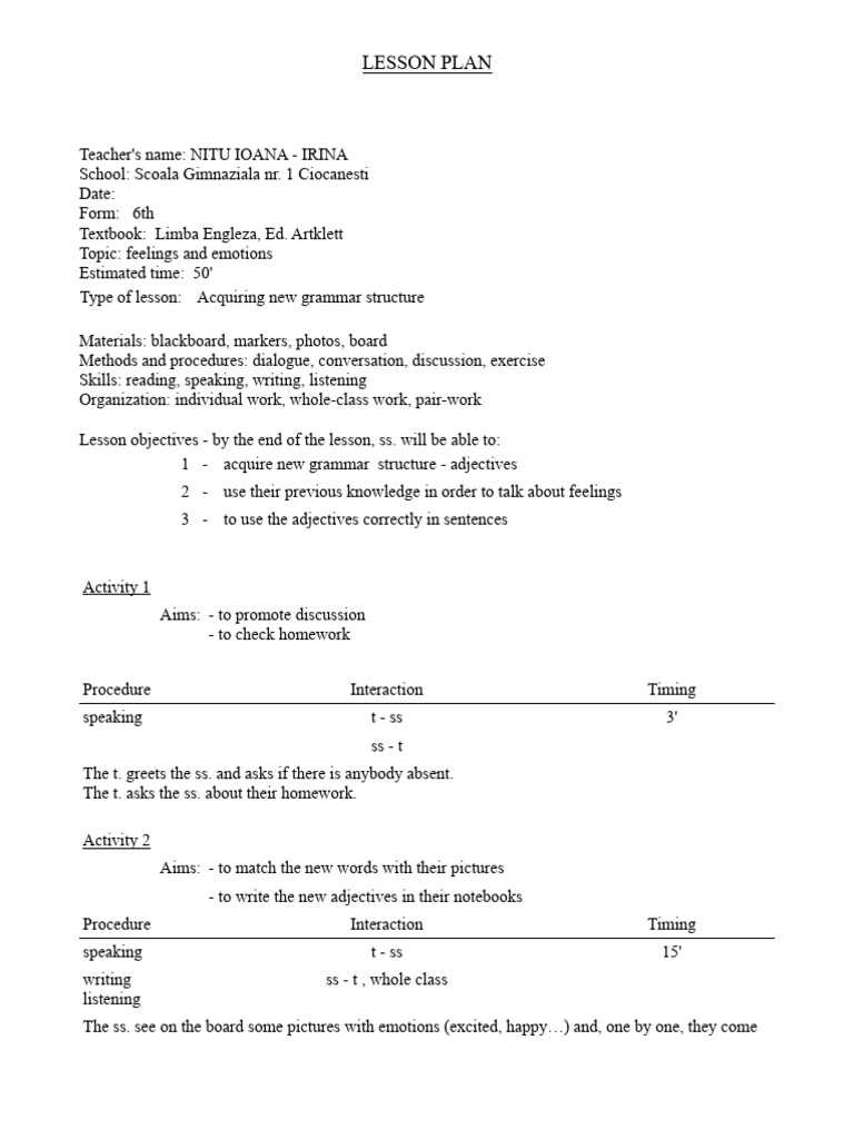 6 Lesson Plan Emotions | PDF | Lesson Plan