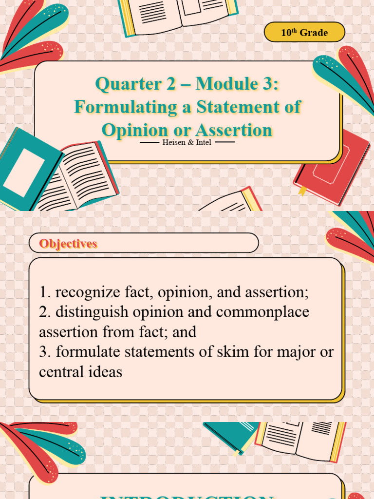 Opinion vs. Assertion for 10th Grade | PDF | Self-Improvement | Wellness