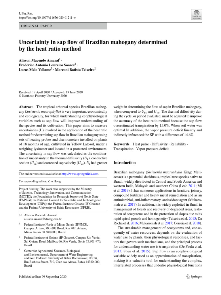 Uncertainty in Sap Flow of Mahogany | PDF | Soil | Heat