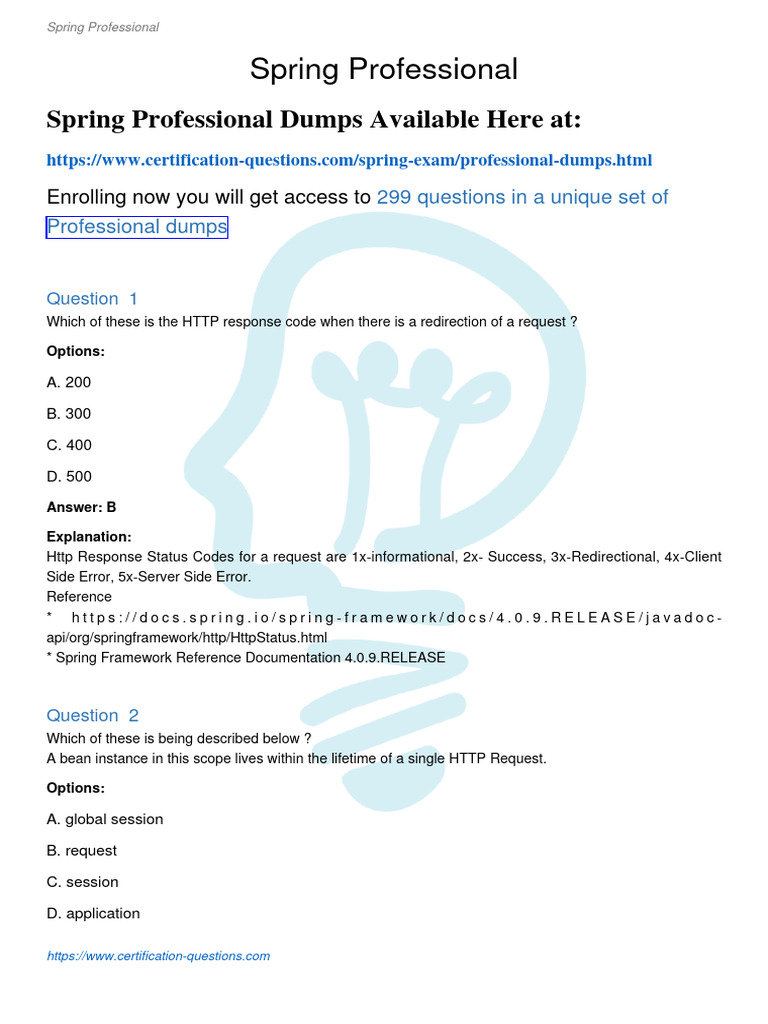 Spring Professional Exam Questions Guide | PDF