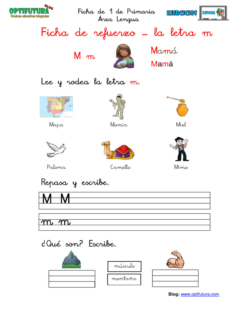 (Lengua) Ficha Refuerzo Letra M | PDF