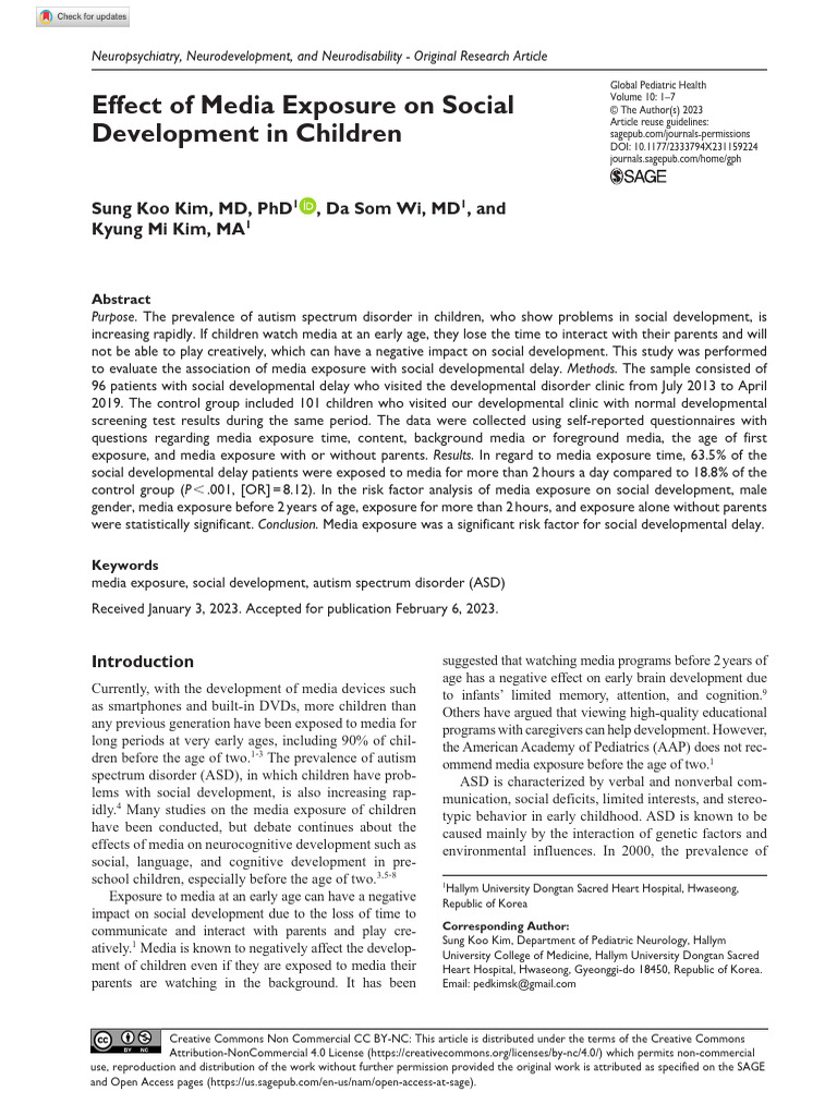 Media Exposure and Child Social Development | PDF | Medical Specialties ...