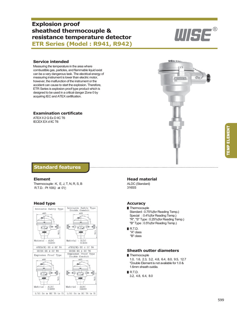 Exd Tc and Rtd by Wise산전 | PDF | Materials Science | Metrology