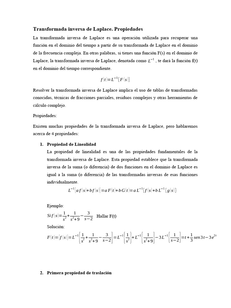 Transformada Inversa de Laplace | PDF | Ecuaciones | Linealidad