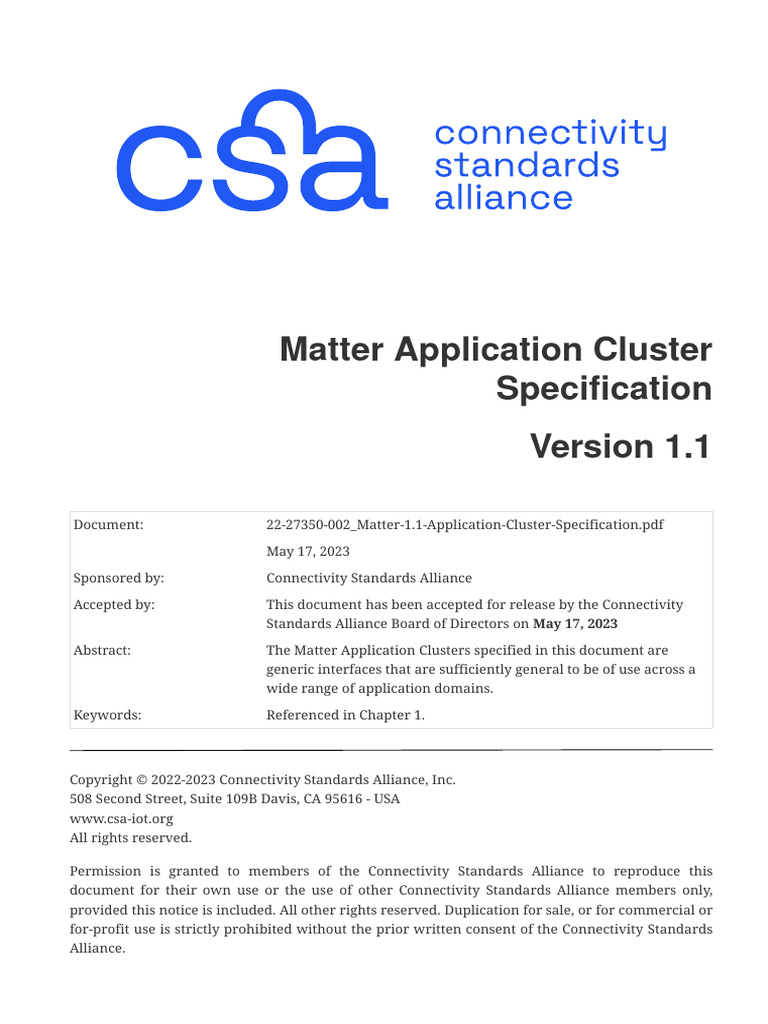 Matter 1 1 Application Cluster Specification | PDF | Copyright ...
